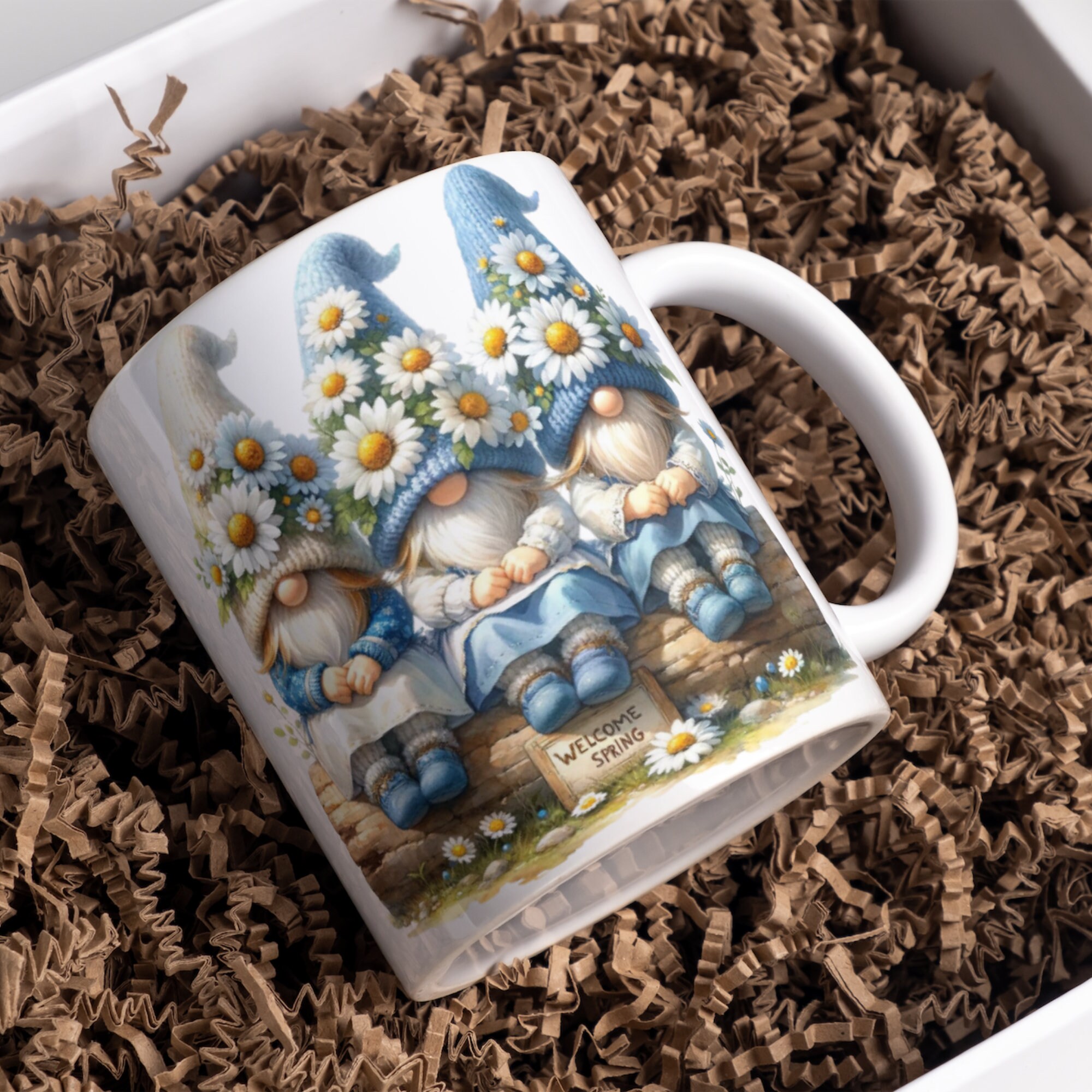 Spring Daisy Gnome Watercolor Clipart Bundle, Daisy Gnome PNG, Welcome ...