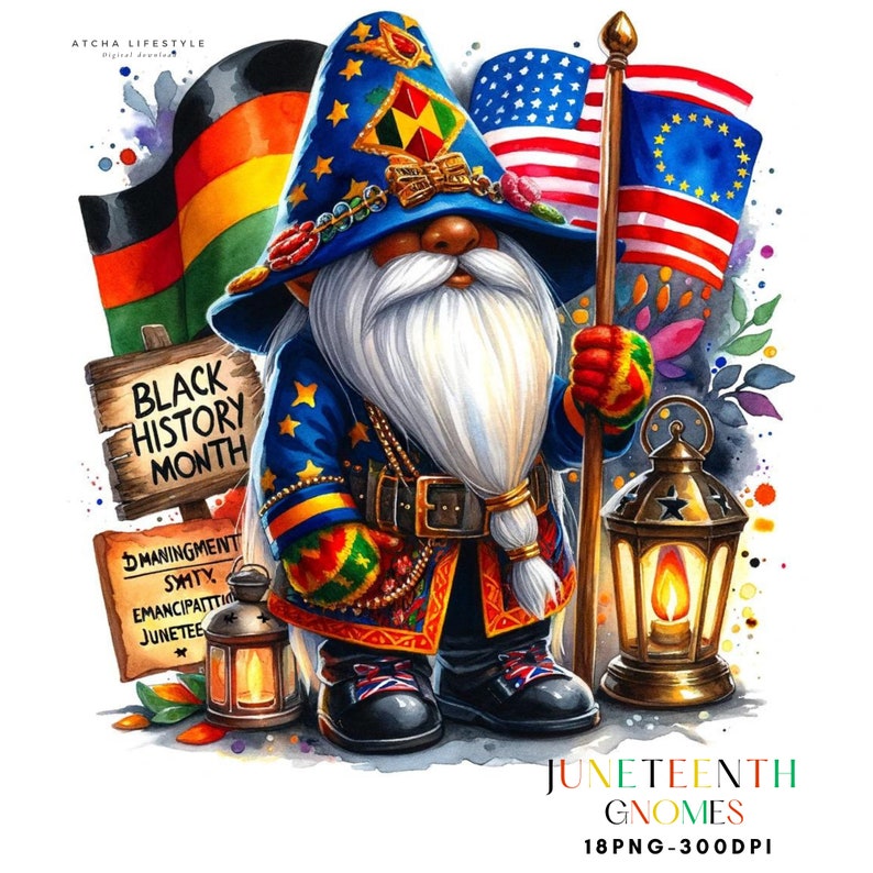 Watercolor Juneteenth Gnome Png Clipart, Black History Month, African ...