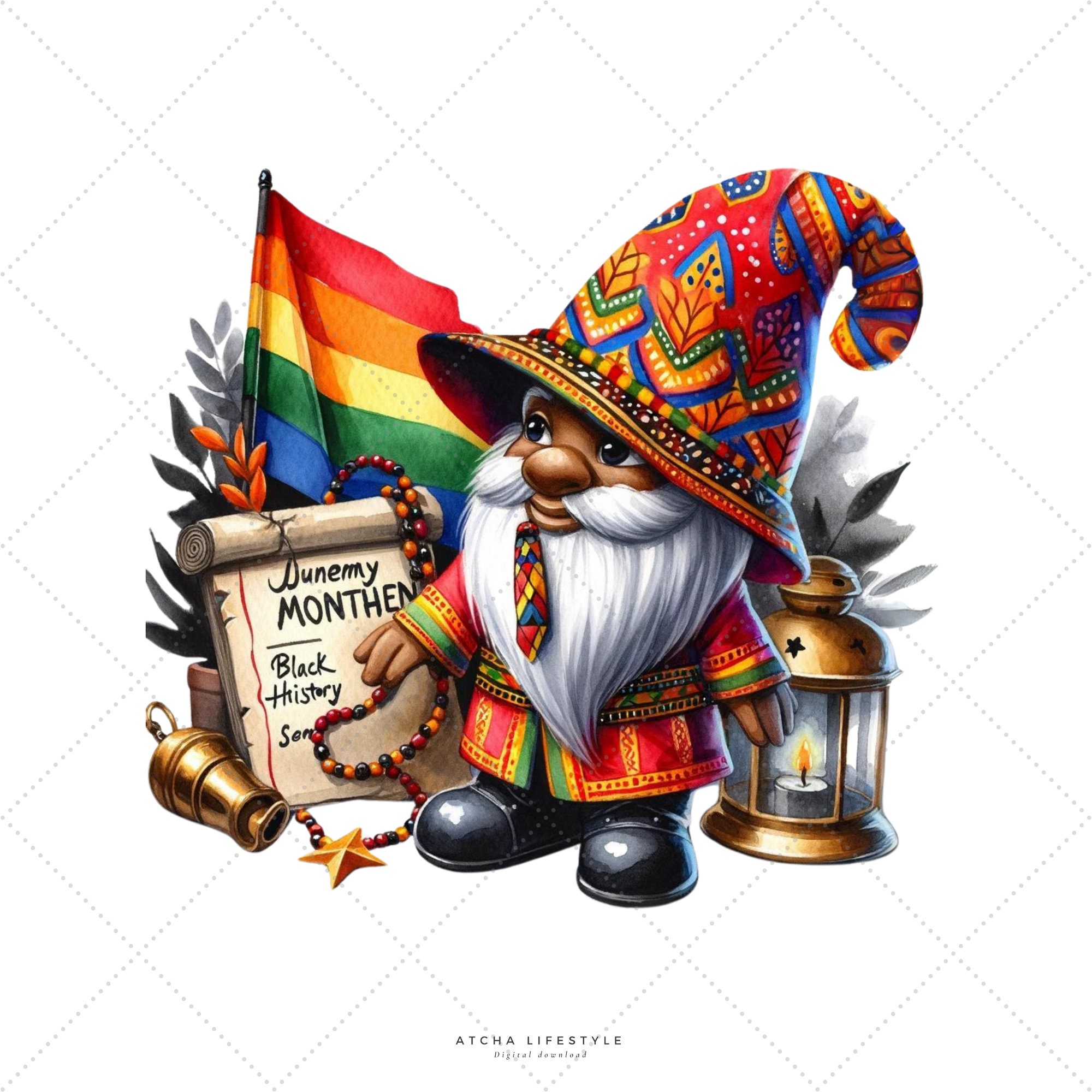 Watercolor Juneteenth Gnome Png Clipart, Black History Month, African ...