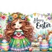 Watercolor Easter Girl Clipart, 1 High Quality JPG Files, Easter Eggs ...