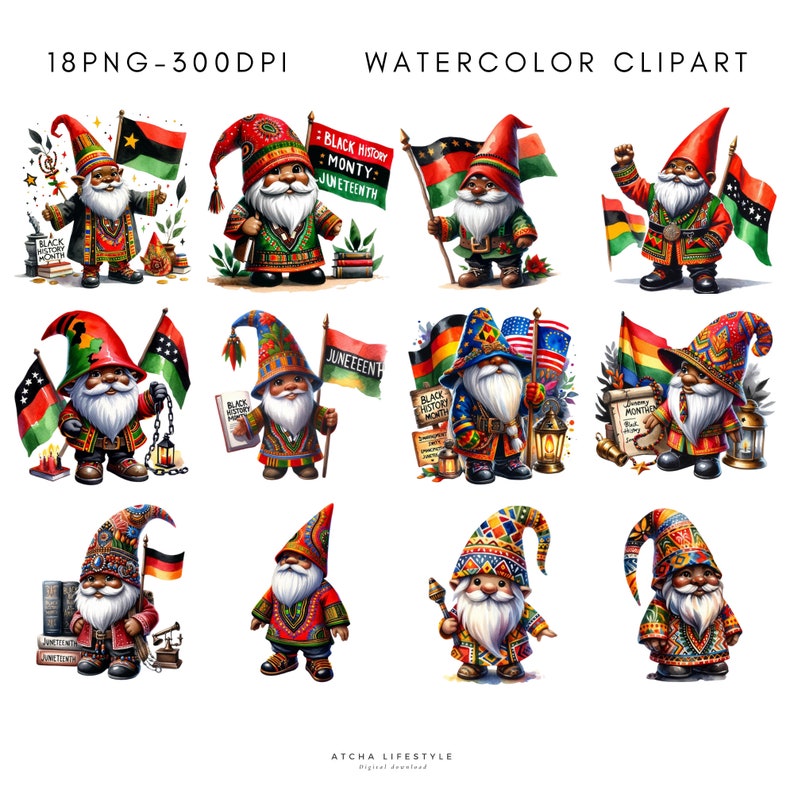 Watercolor Juneteenth Gnome Png Clipart, Black History Month, African ...