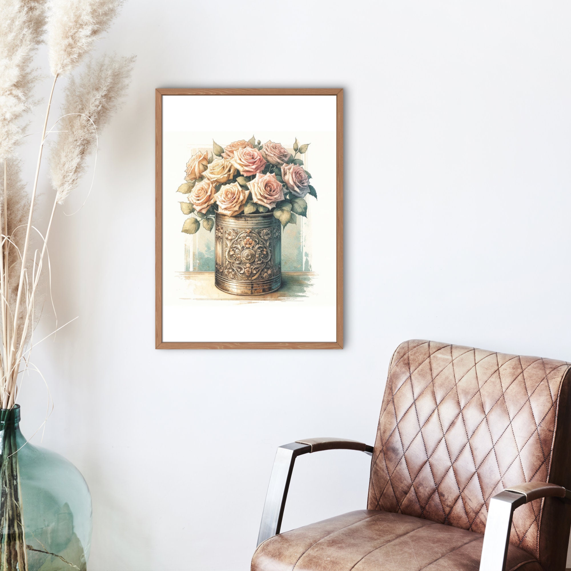 Shabby Chic Cans and Roses Clipart Bundle, 12jpgs, Watercolor Jpgs ...