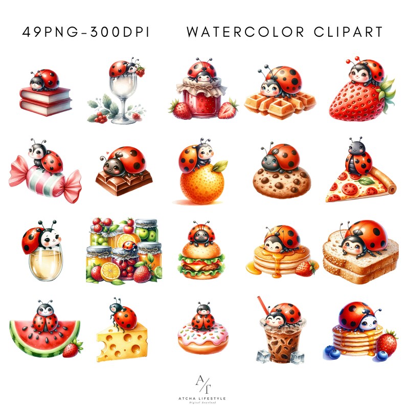 Ladybug Watercolor Clipart, Watercolor Ladybug, Ladybug Clipart, Spring ...