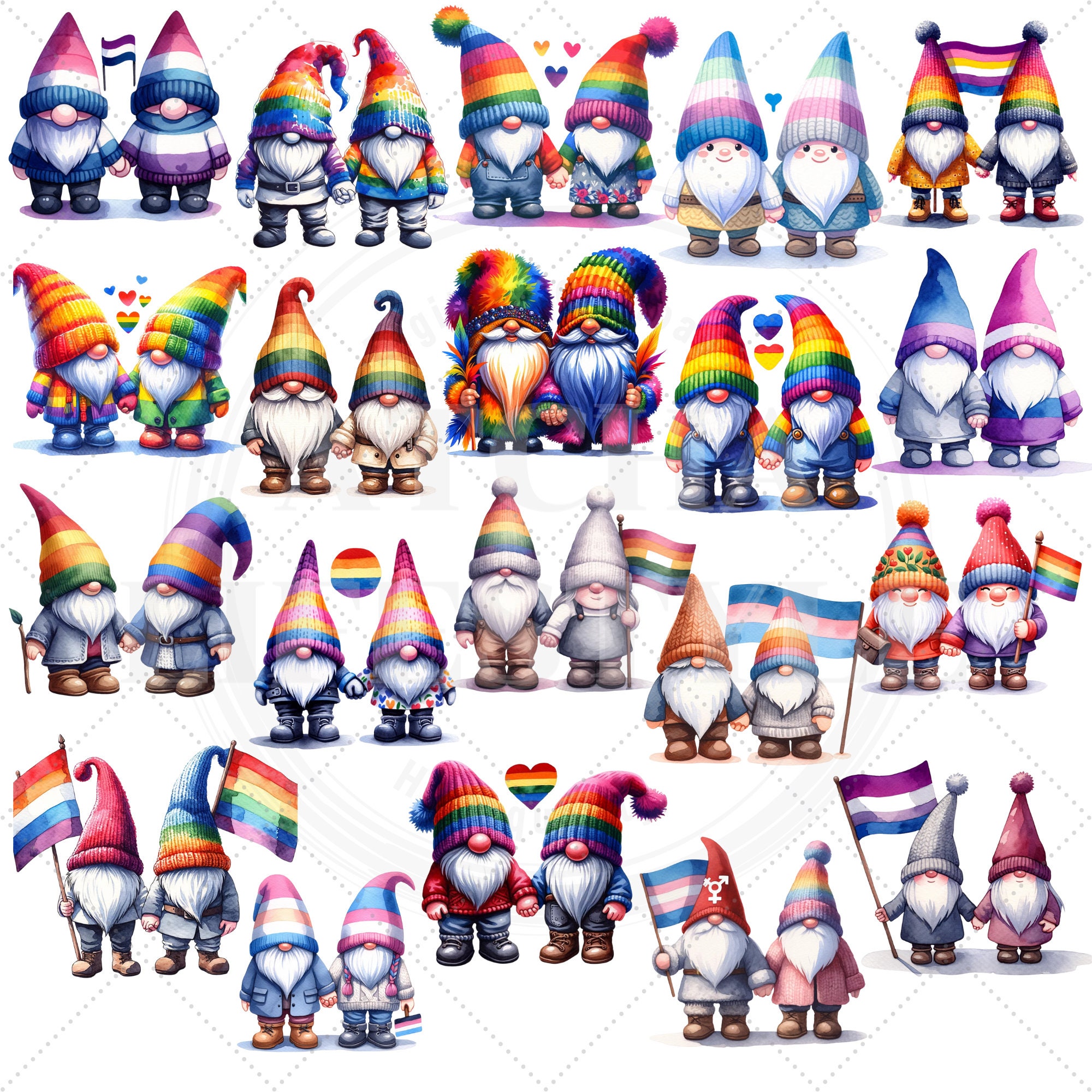 Pride Month Gnome Watercolor Clipart, LGBTQ Gnome PNG, Gnome Clipart ...