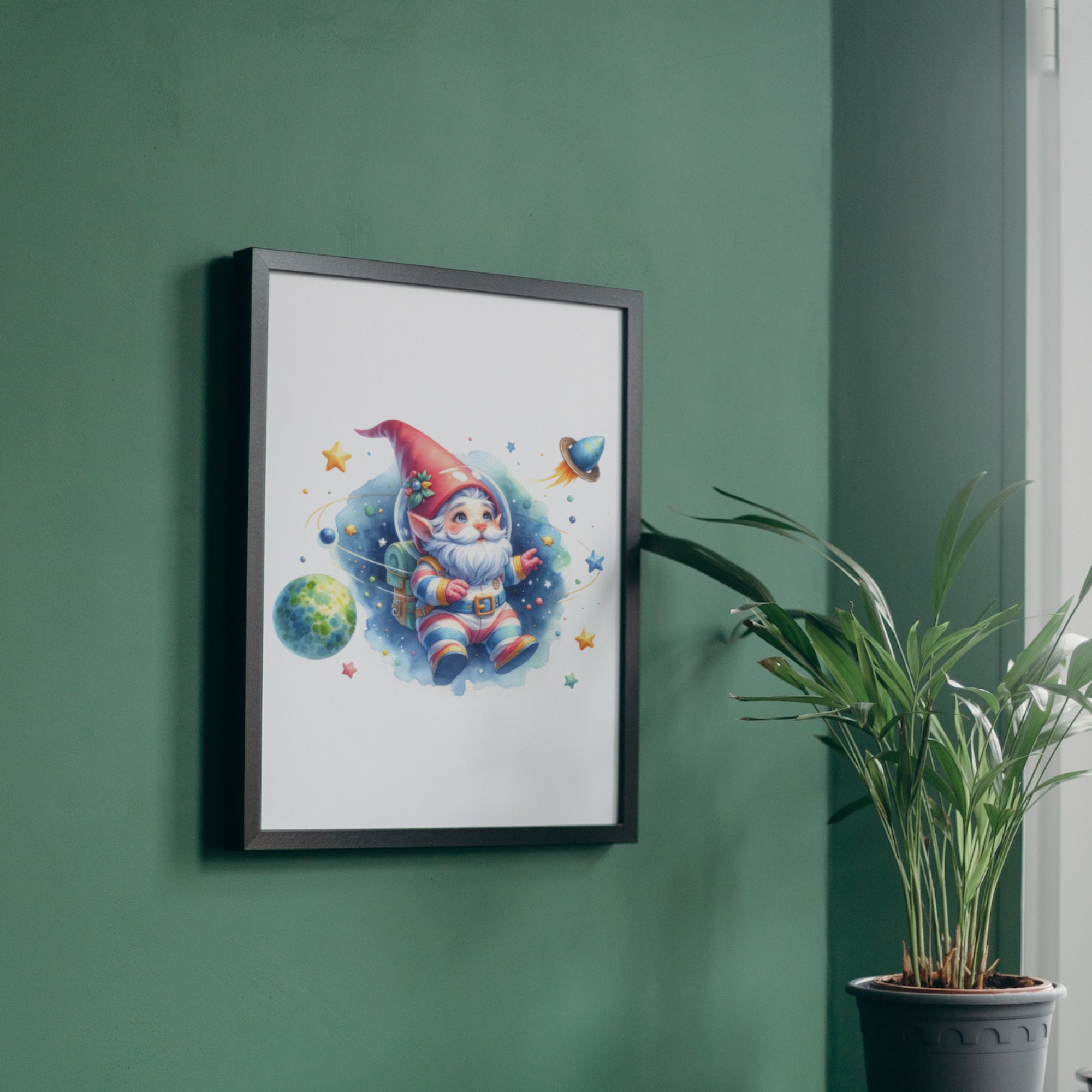 Watercolor Space Gnomes, Space Gnomes Png, Rocket Gnome, Cute Gnomes ...