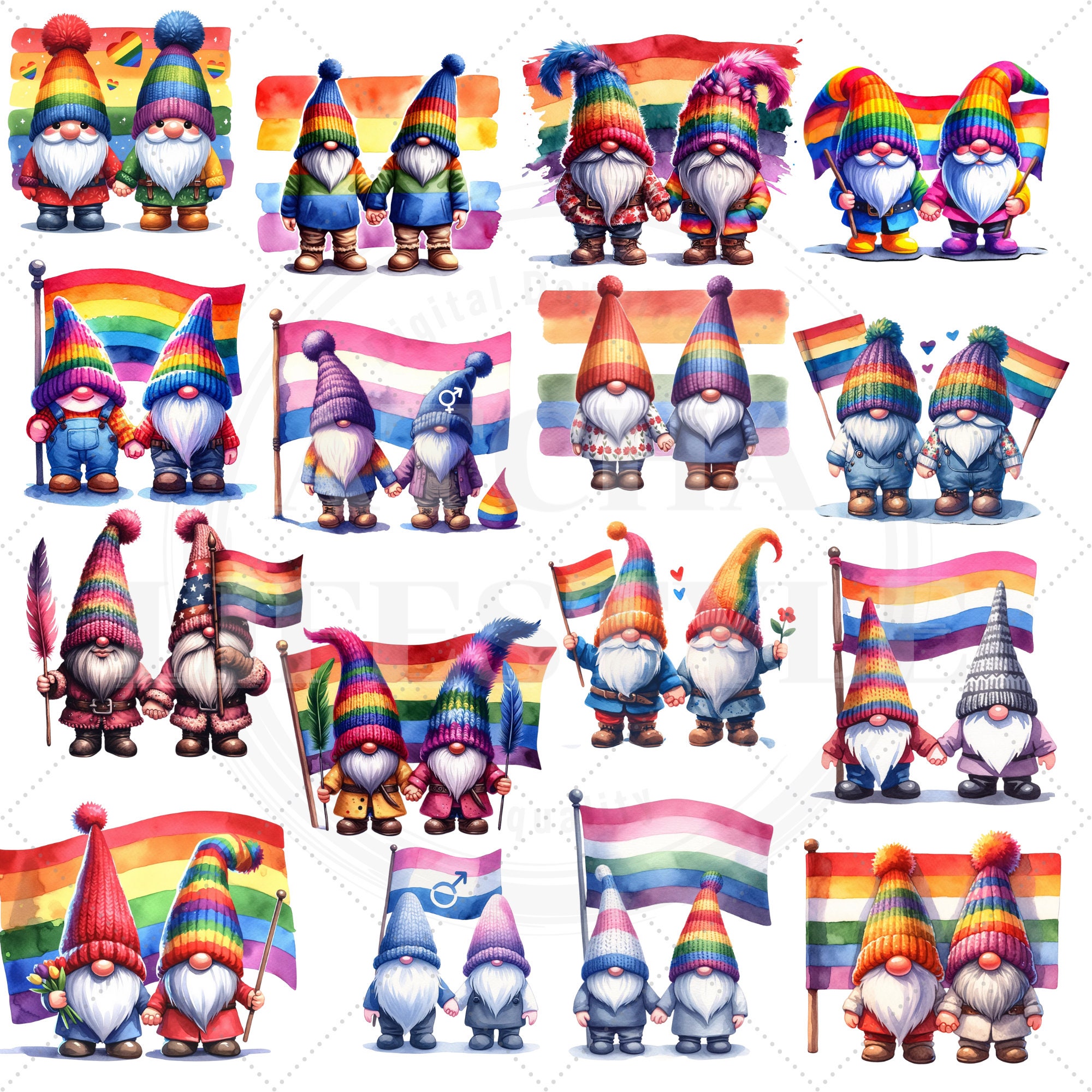 Pride Month Gnome Watercolor Clipart, LGBTQ Gnome PNG, Gnome Clipart, LGBTQ, Diversity Pride ...