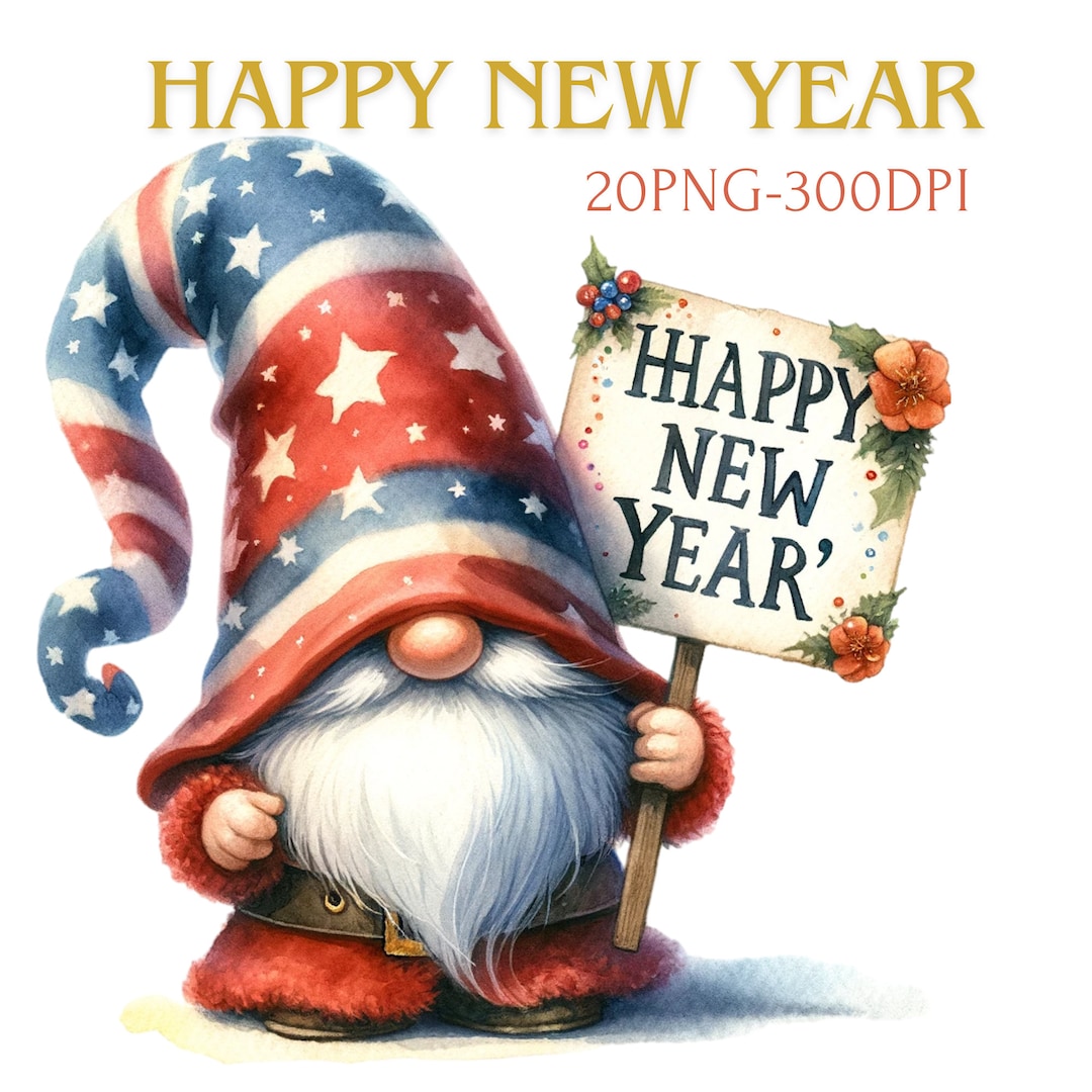 Happy New Year Gnomes,png Clipart,new Year Gnome Watercolor,happy New ...