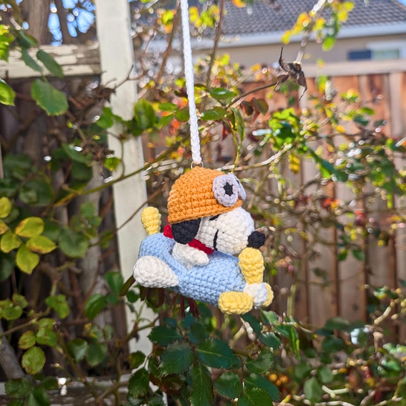 Pilot Snoop Beagle Dog Airplane Hanging Plush | Handmade Animal Swing ...
