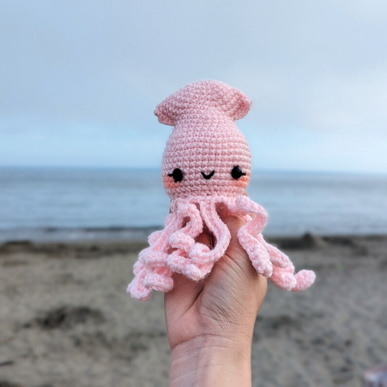 Baby Squid Crocheted Plush, Animal Plush, Crochet Squids, Cute Animal ...