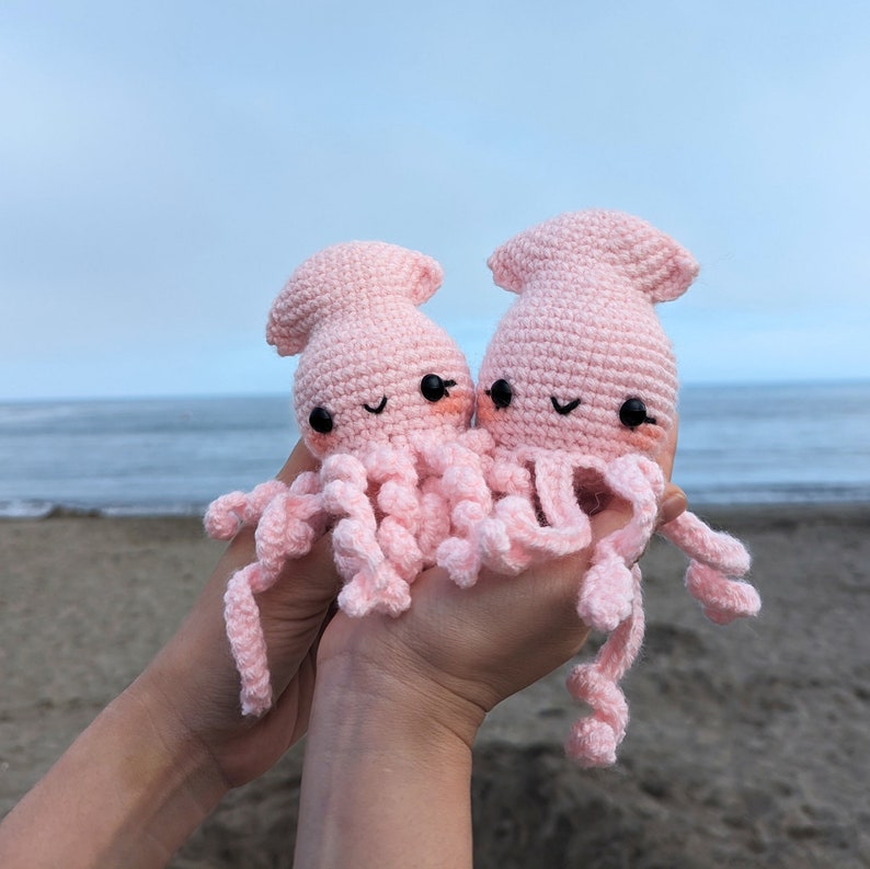 Baby Squid Crocheted Plush, Animal Plush, Crochet Squids, Cute Animal ...