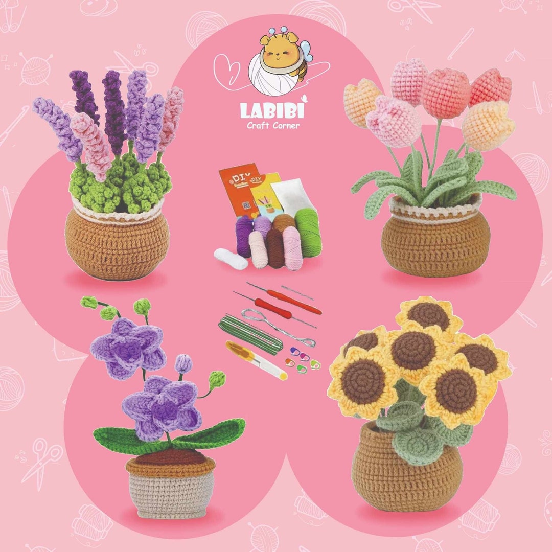 Flower Potted Plants DIY Crochet Kit for Beginners | Flower Crochet ...