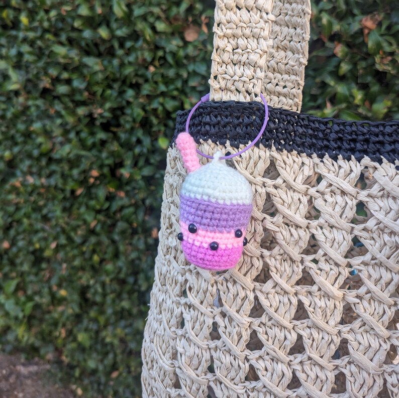 Boba Tea Crocheted Keychains, Coffee Cup Keychains, Cute Keychain, Bag ...