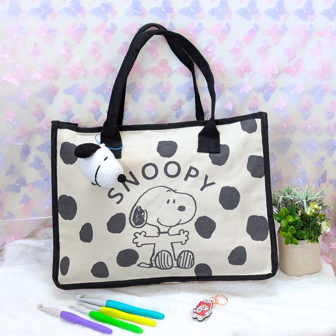 Snoopyy Peanuts Canvas Tote Bag L 15' X H11' X W5' Cartoon Handmade ...