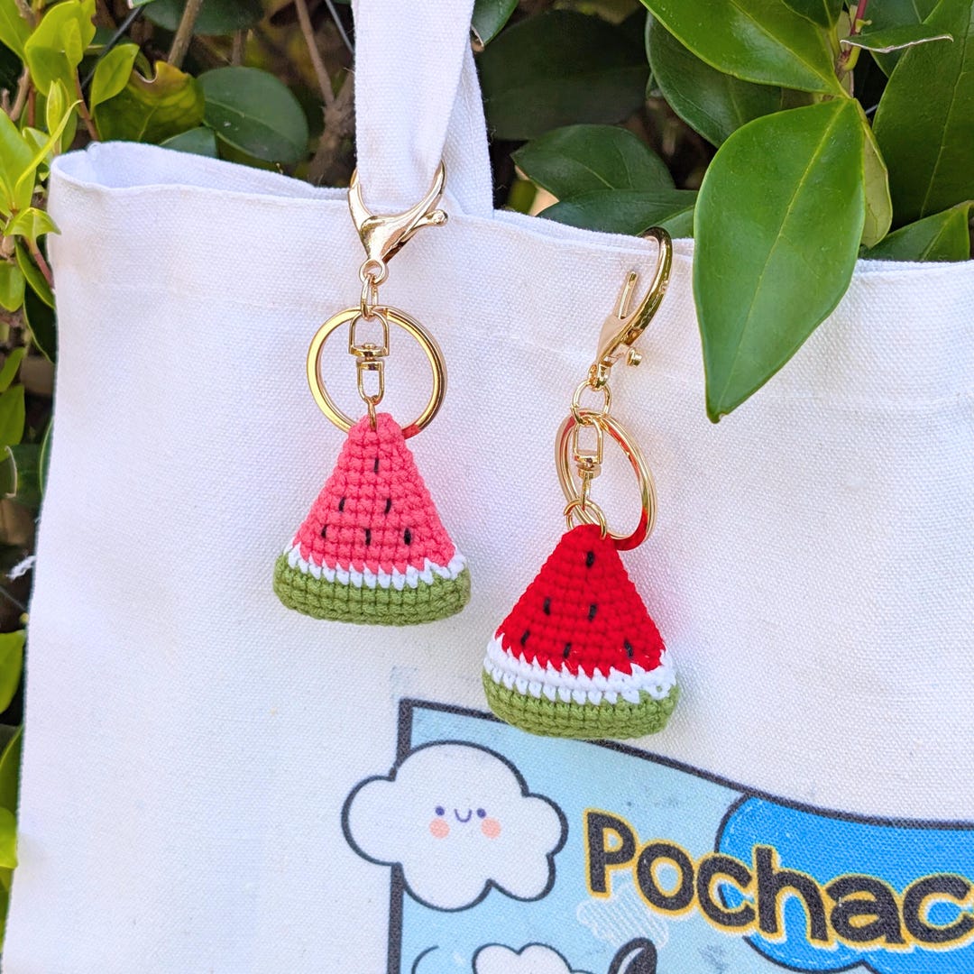 Watermelon Colorful Crocheted Keychain – Cute Handmade Fruit Charm ...