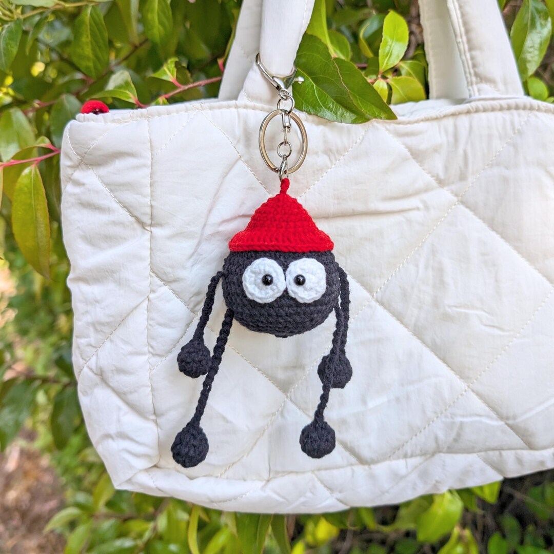 Soot Sprite Crochet Keychain | Handmade Black Dust Ball Charm | Cute ...