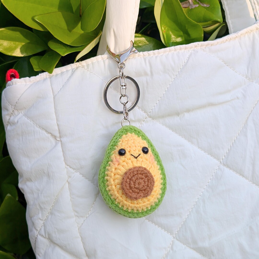 Cute Avocado Crochet Keychain | Handmade Amigurumi Fruit Bag Charm ...