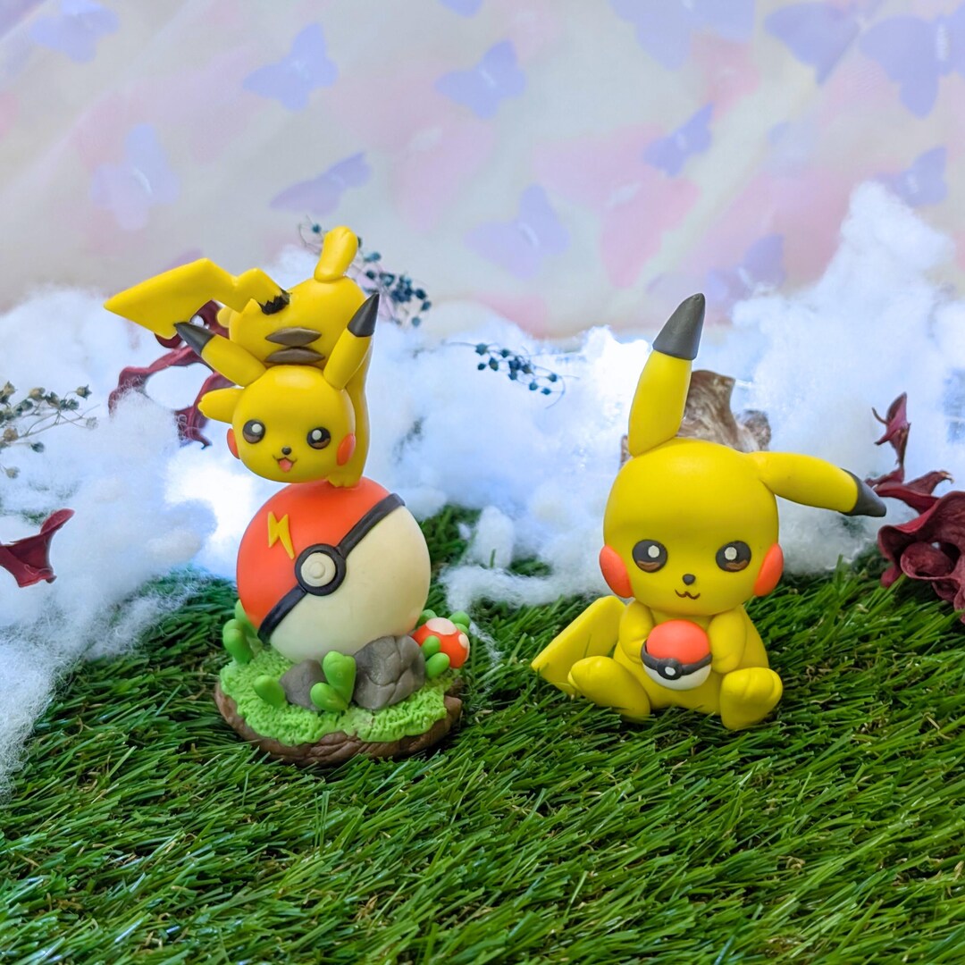 Pika Poke Clay Figurine | Anime Cartoon Handmade Standing Ornament ...