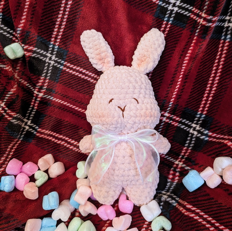 Bunny With Bow Crocheted Plush, Chunky Bunny Plushie, Rabbit Animal ...