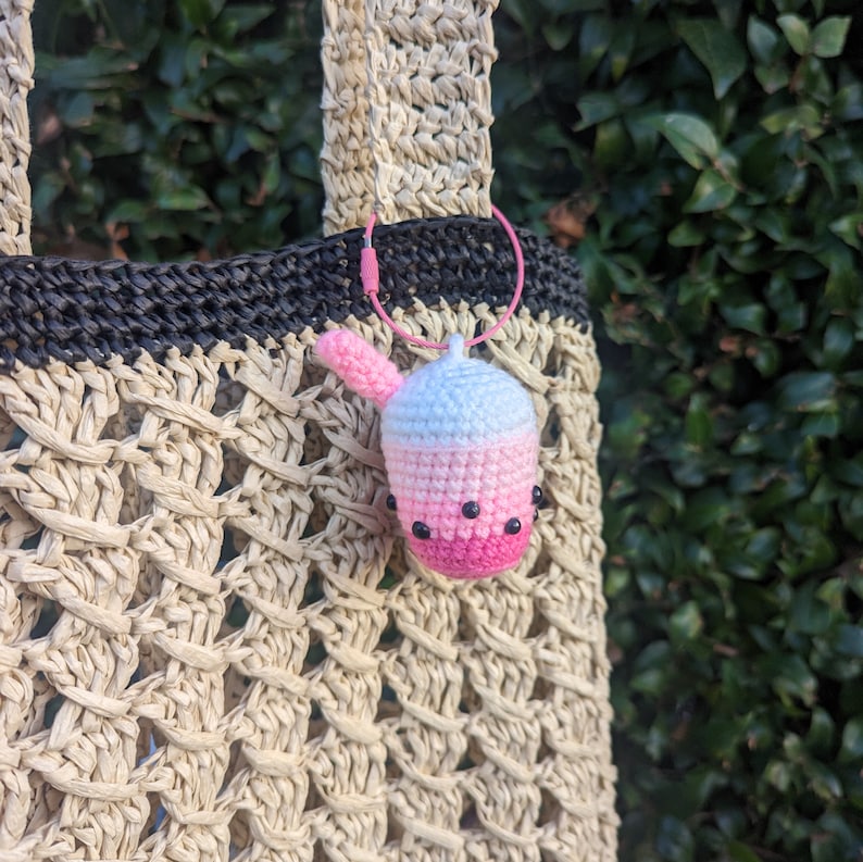 Boba Tea Crocheted Keychains, Coffee Cup Keychains, Cute Keychain, Bag ...