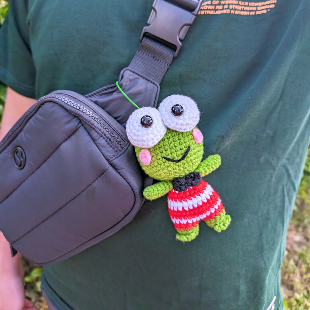 Kerop Frog Crocheted Plush Keychain, Little Green Frog Stuffed Animal ...