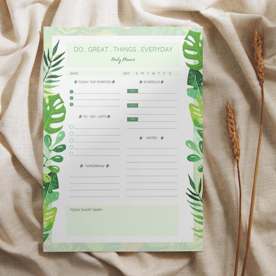 Jungle Theme Daily Planner Printable Planner for Productivity ...