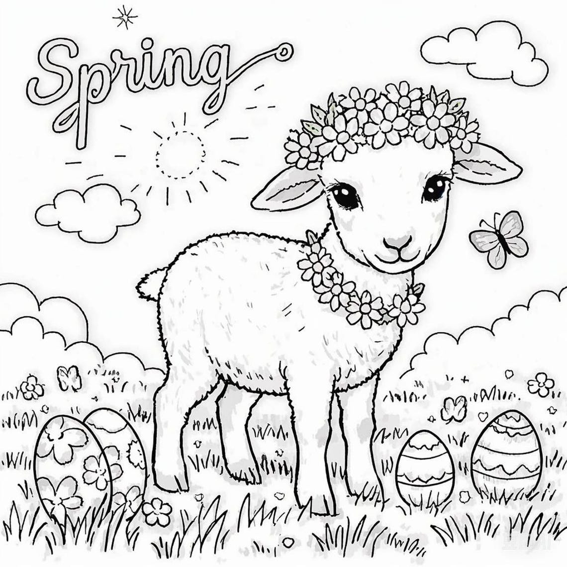 20 Pages Easter Fun Coloring Book for Kids and Adults Printable Digital ...