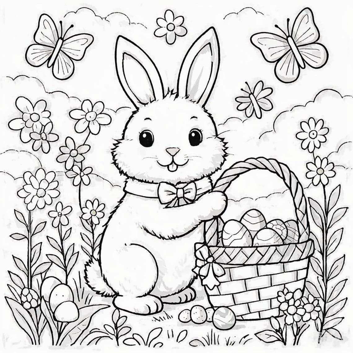 20 Pages Easter Fun Coloring Book for Kids and Adults Printable Digital ...