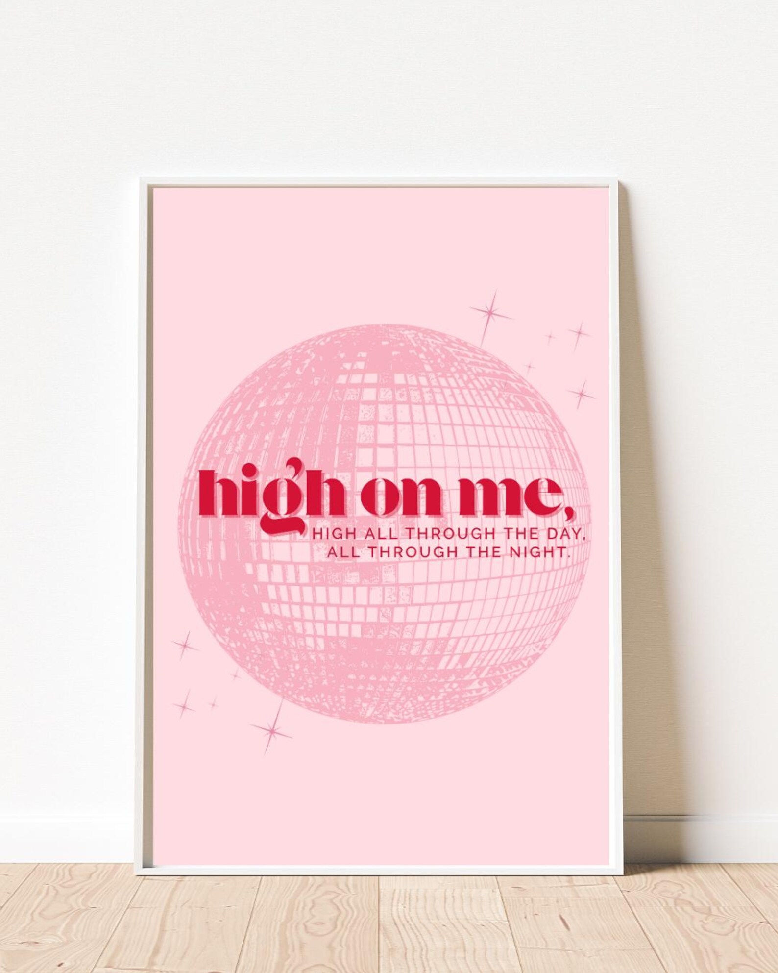 Funky Disco Lyrics Print: "high on Me" Y2K House Music (digital ...