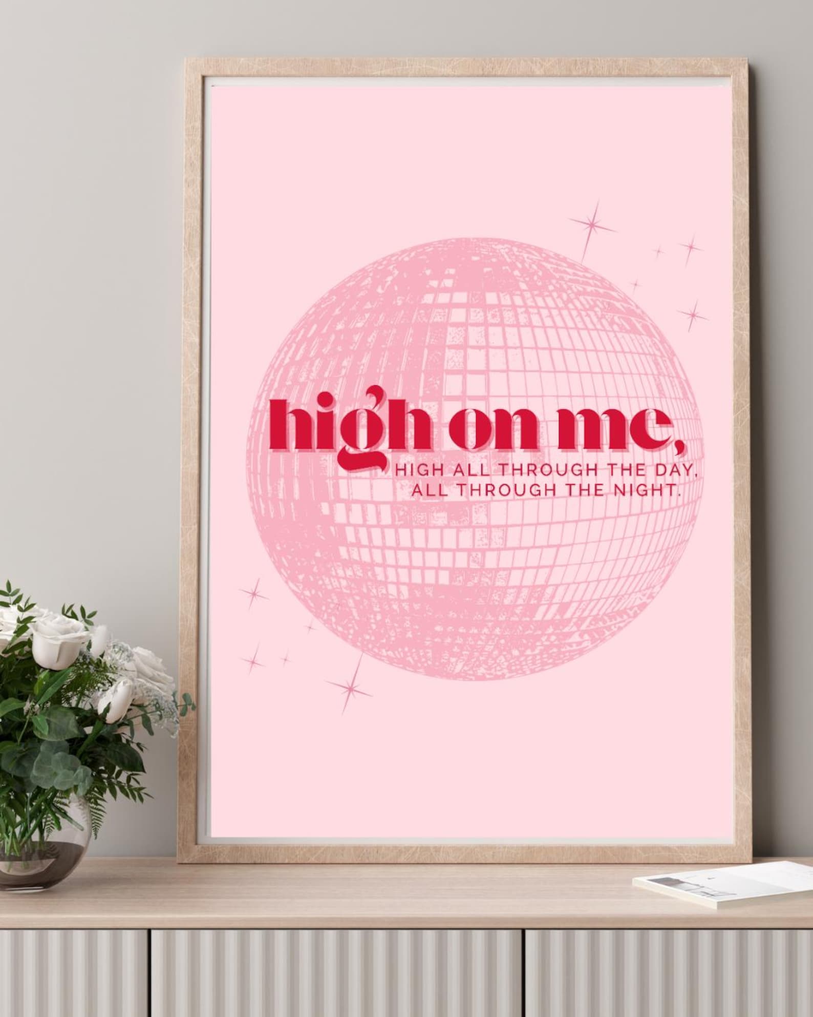 Funky Disco Lyrics Print: "high on Me" Y2K House Music (digital ...