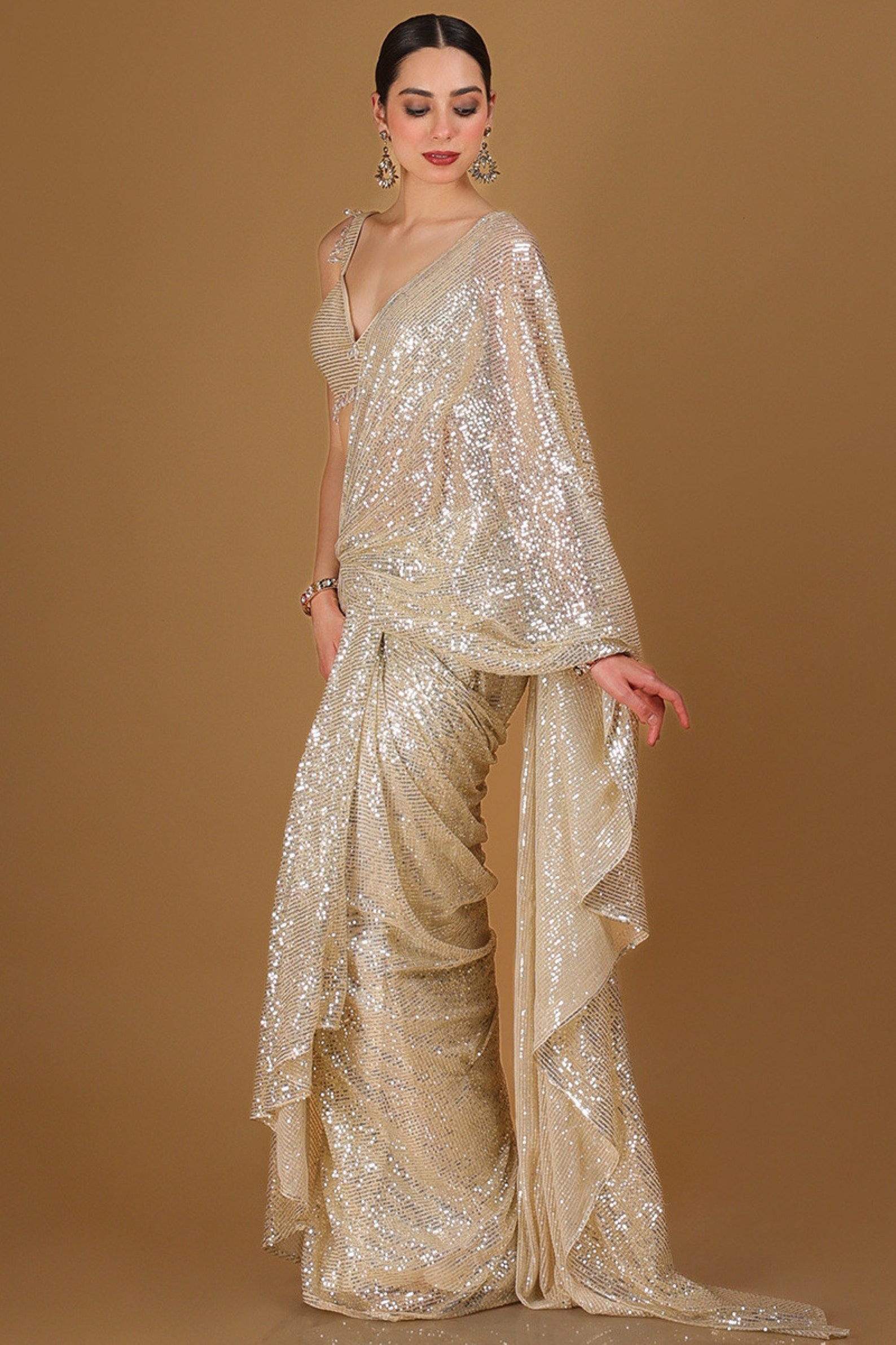 Geogette Sequence Saree ,beautiful Party Wear Bollywood Saree, Designer ...