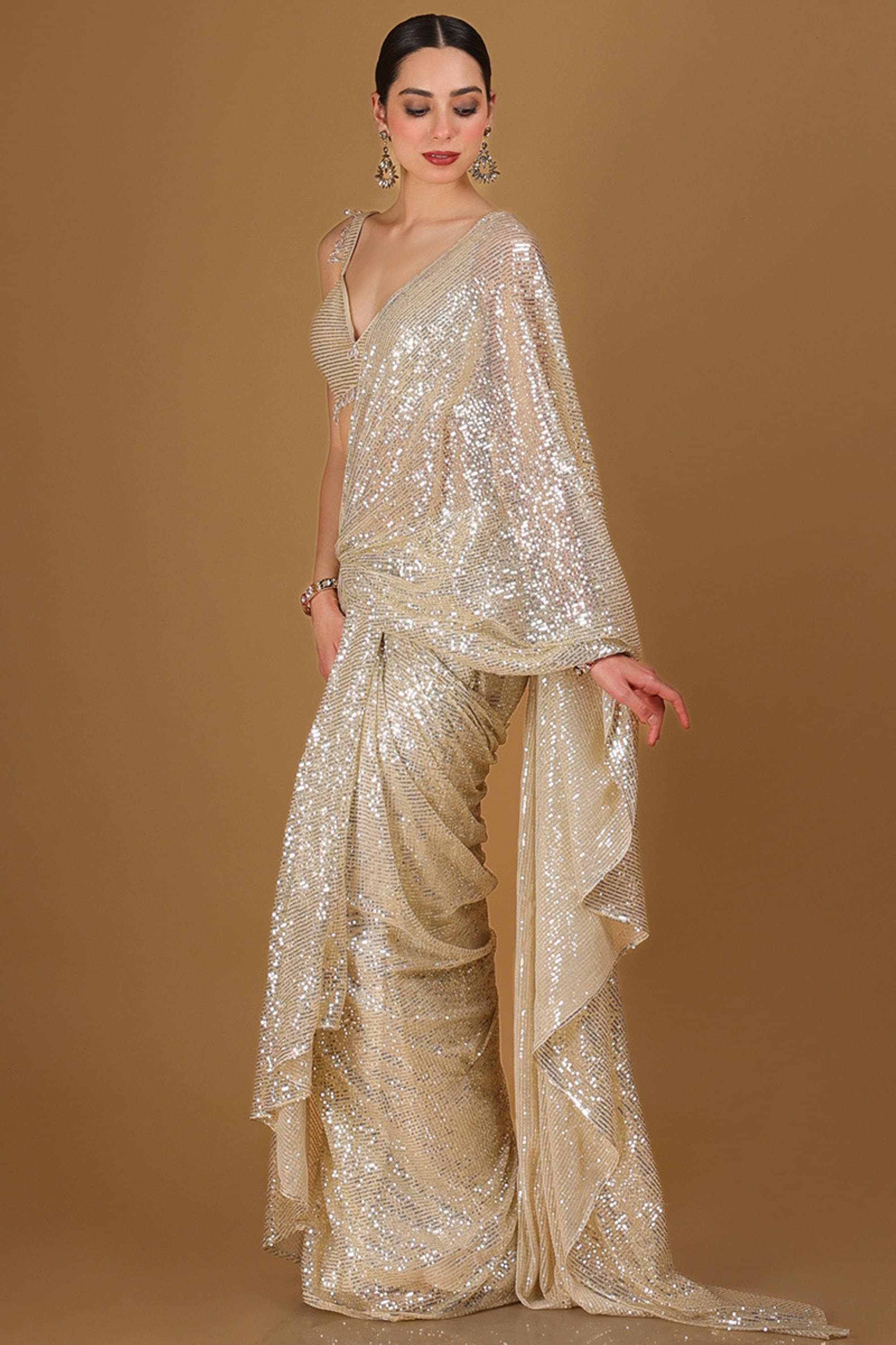 Geogette Sequence Saree ,beautiful Party Wear Bollywood Saree, Designer ...