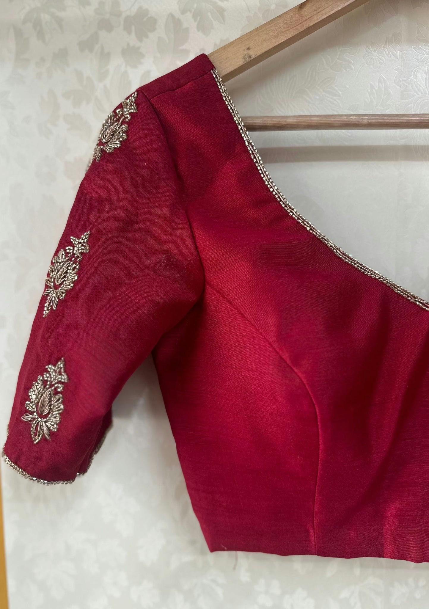 Made for Order Red Silk Zardosi Pure Hand Work Wedding Blouse, Lehenga ...