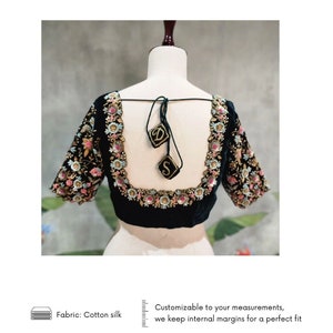 Made to Order Back Velvet Pure Hand Work Maggam Blouse , Handcrafted ...