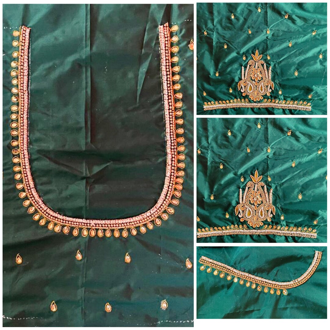 Hand Embroidery 1 Pis Satin Linen Unstich Blouse for Women | Indian ...