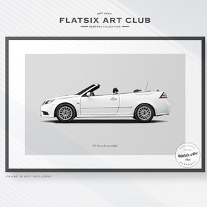Saab 9-3 Aero Convertible Sketched Wall Art - Multi-colour Automotive ...