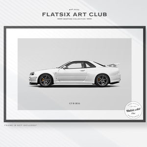 Nissan GT-R R34 Sketched Wall Art - Multi-colour Automotive Art Print ...