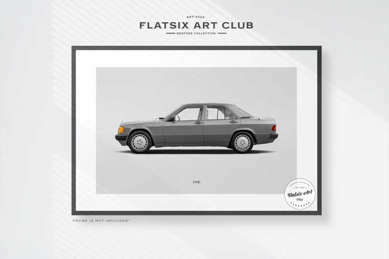 Mercedes-benz 190E W201 Sketched Wall Art Multi-colour Automotive Art Print Car Poster ...