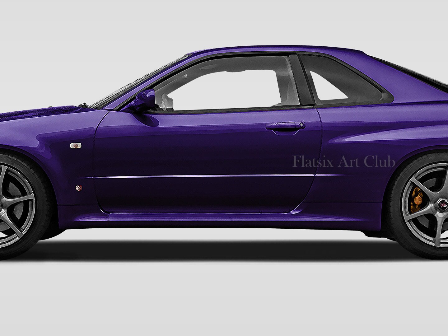 Nissan GT-R R34 Sketched Wall Art Multi-colour Automotive Art Print Car ...