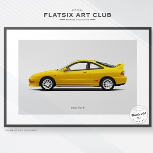 Acura Integra (DC2) Type R Sketched Wall Art - Multi-colour Automotive ...