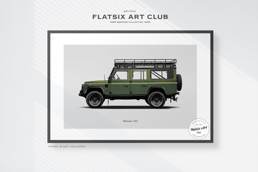 Land Rover Defender Sketched Wall Art - Multi-colour Automotive Art ...