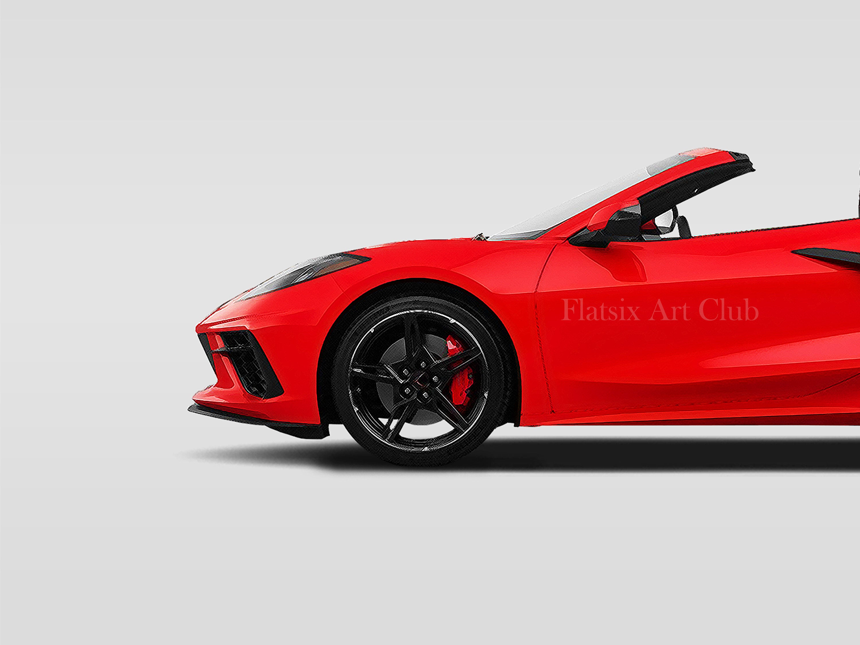 Chevrolet Corvette C8 Sketched Wall Art - Multi-colour Automotive Art ...