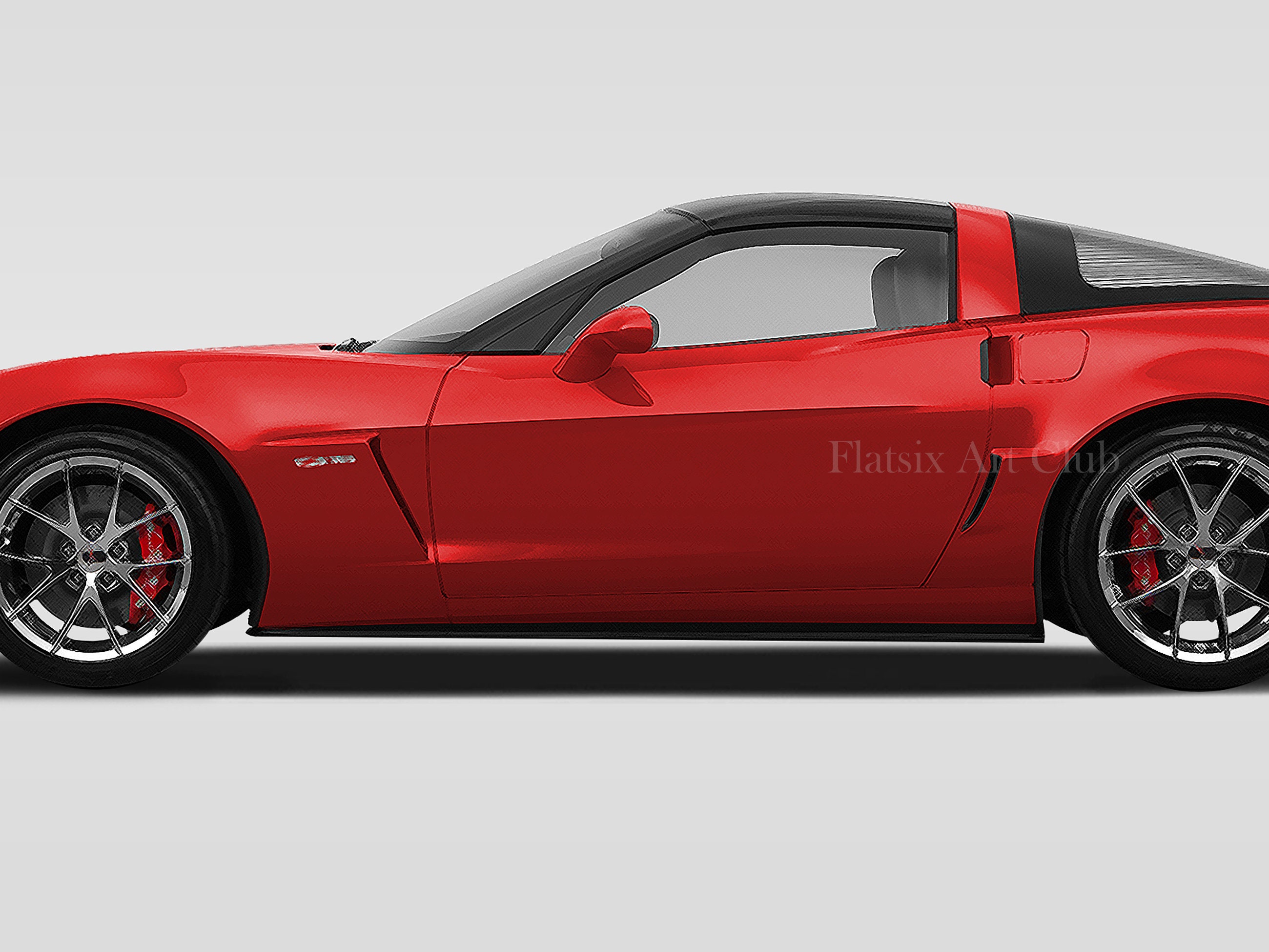 Chevrolet Corvette C6 Sketched Wall Art - Multi-colour Automotive Art ...