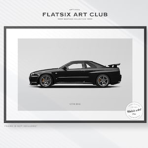 Nissan GT-R R34 Sketched Wall Art - Multi-colour Automotive Art Print ...