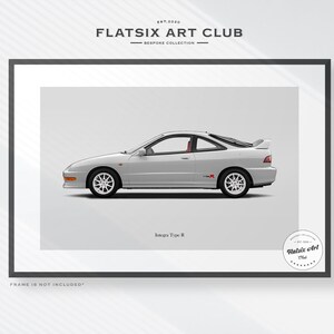 Acura Integra (DC2) Type R Sketched Wall Art - Multi-colour Automotive ...