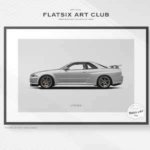 Nissan GT-R R34 Sketched Wall Art - Multi-colour Automotive Art Print ...