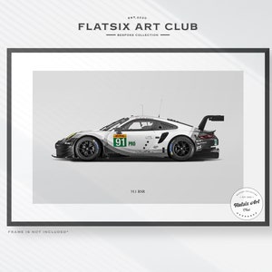 Porsche 911 RSR Sketched Wall Art - Multi-colour Automotive Art Print ...