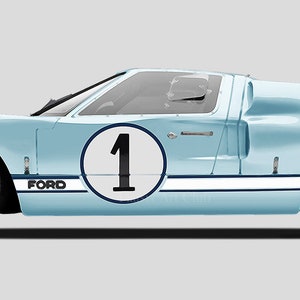 Ford GT40 Gulf Liveries Lemans 1968 Sketched Wall Art Multi-colour ...