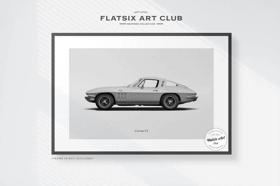 Chevrolet Corvette C2 Sketched Wall Art - Multi-colour Automotive Art ...