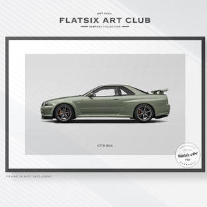 Nissan GT-R R34 Sketched Wall Art - Multi-colour Automotive Art Print ...