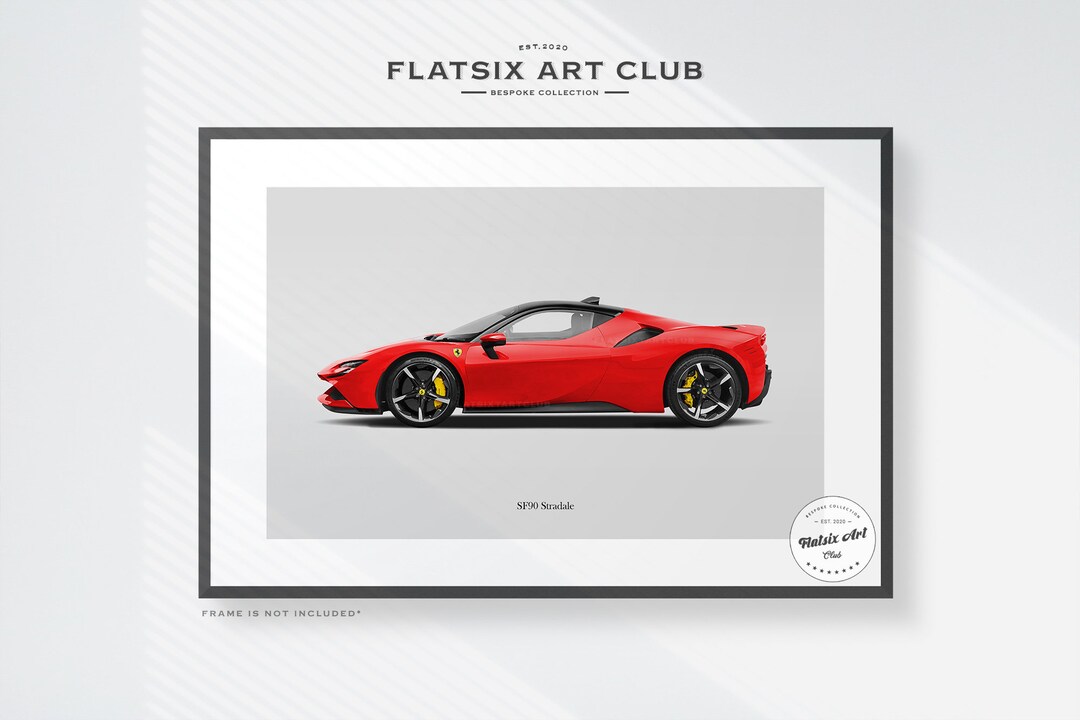 Ferrari SF90 Stradale Sketched Wall Art - Multi-colour Automotive Art ...